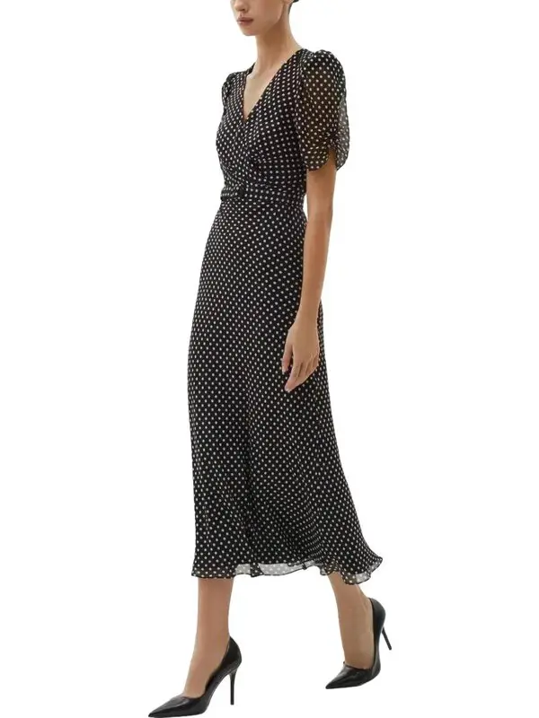ADAMARIS Polka-dot Wrap-style Midi Dress - Black