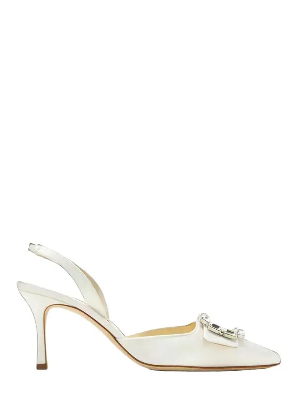 Manolo Blahnik Mayjousli Crystal-buckle Pumps - White