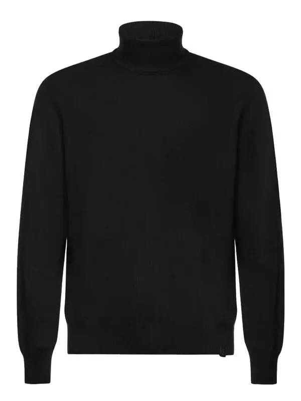 FAY Roll-neck Wool Sweater - Black