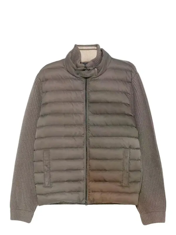 Herno Quilted Panel Knitted Jacket - Grey
