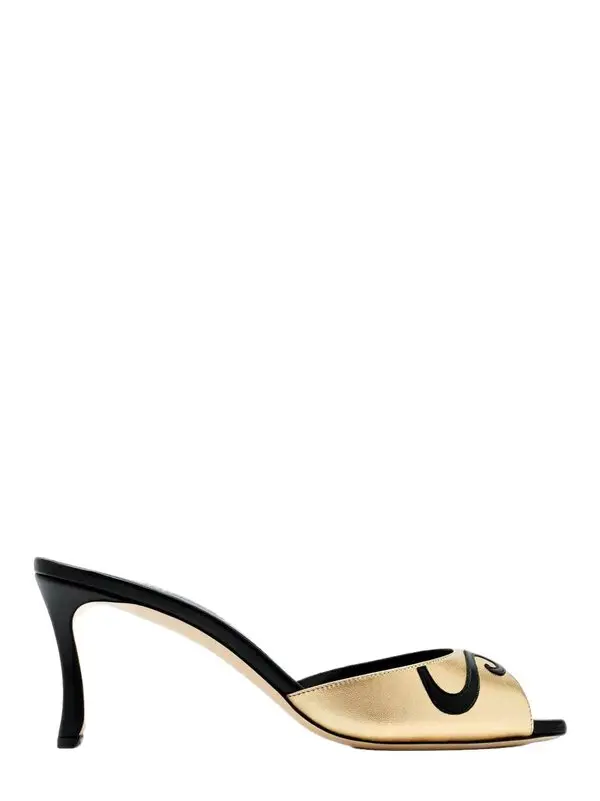 Manolo Blahnik Scroll-applique Leather Heeled Sandals - Gold