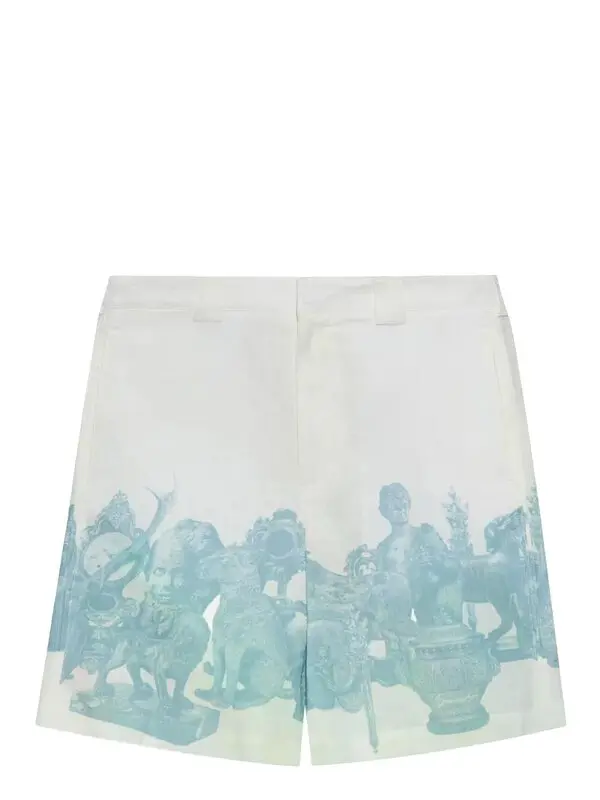 Givenchy Bermuda Shorts In Linen With Hubert Objects Print - White