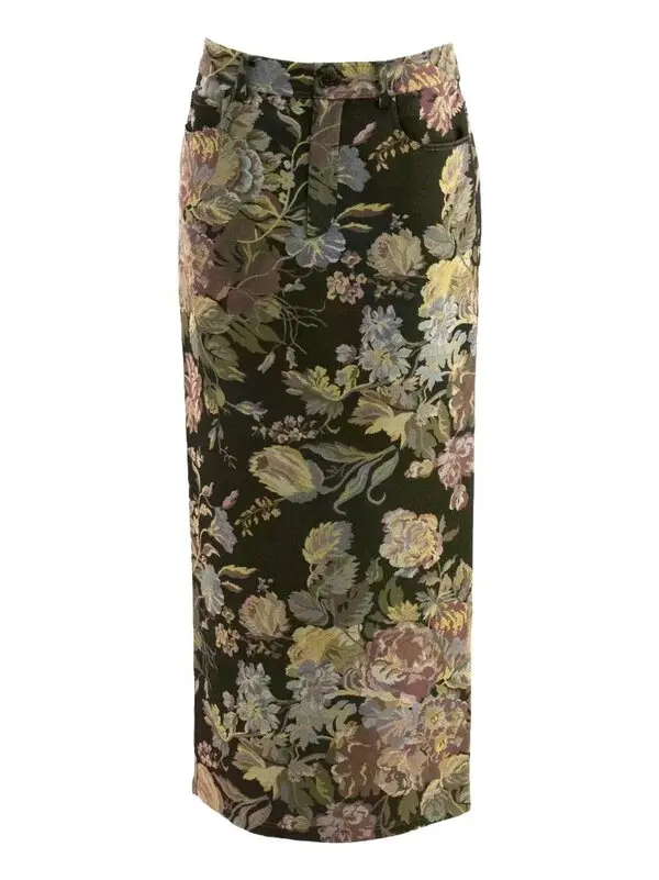 Ralph Lauren Floral-print Tapestry Maxi Skirt - Black