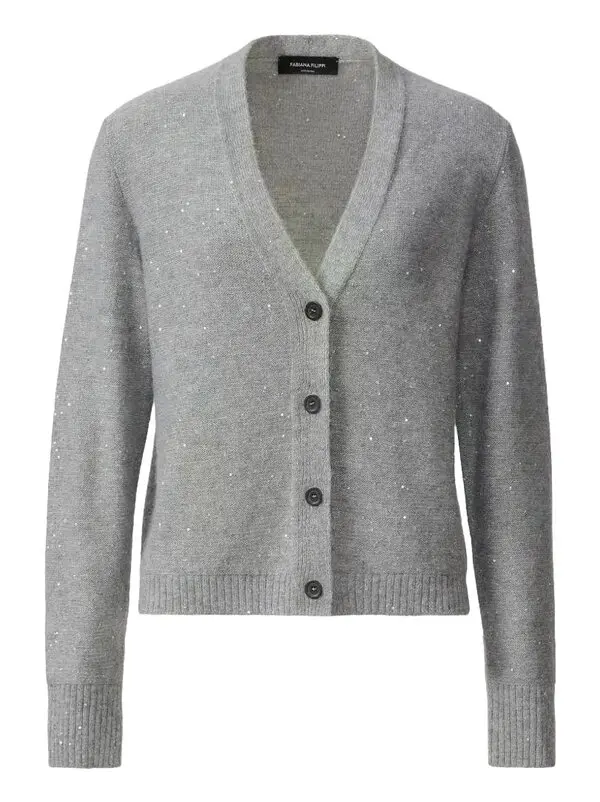 Fabiana Filippi Sequin-embellished V-neck Cardigan - Grey