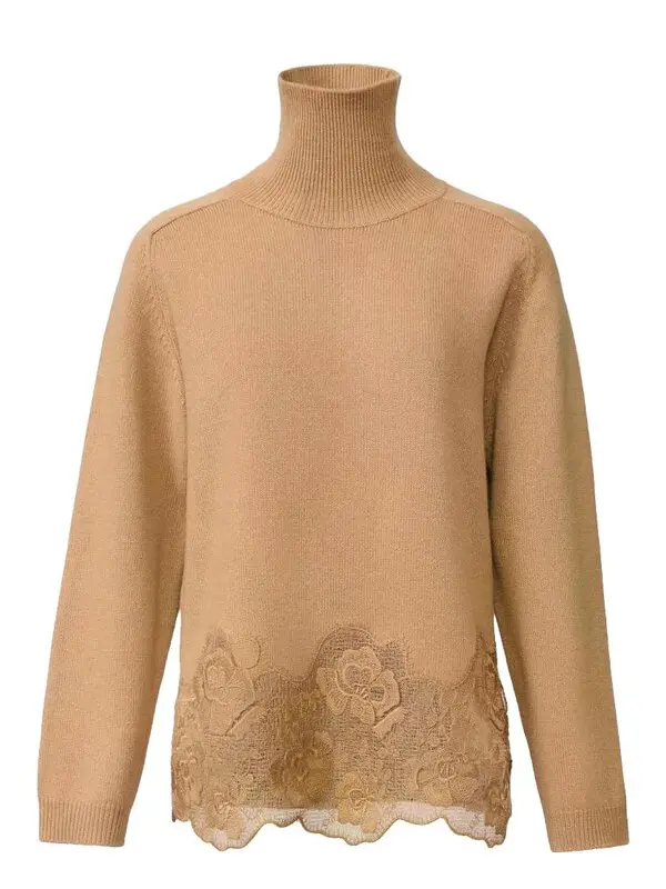 Fabiana Filippi Lace-trim Roll-neck Sweater - Neutrals
