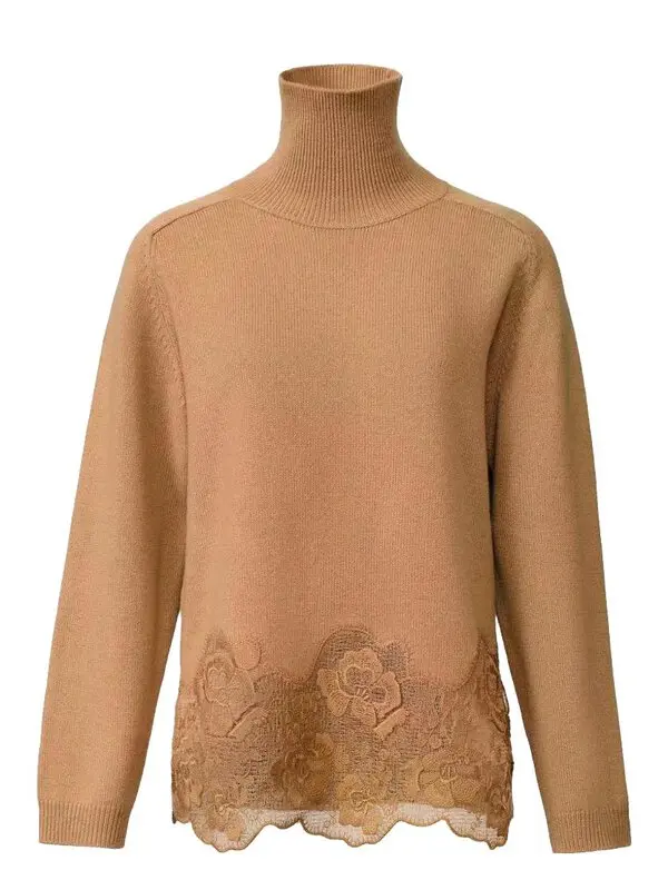 Fabiana Filippi Lace-trim Roll-neck Sweater - Neutrals