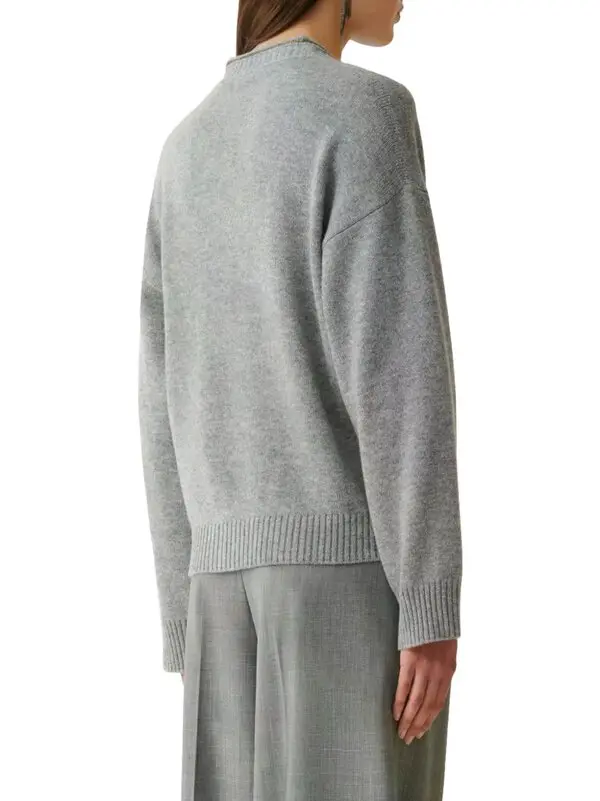 Fabiana Filippi Bead-trim V-neck Sweater - Grey