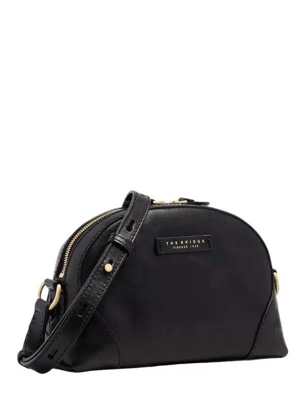 THE BRIDGE Magda Curved Leather Shoulder Bag - Black