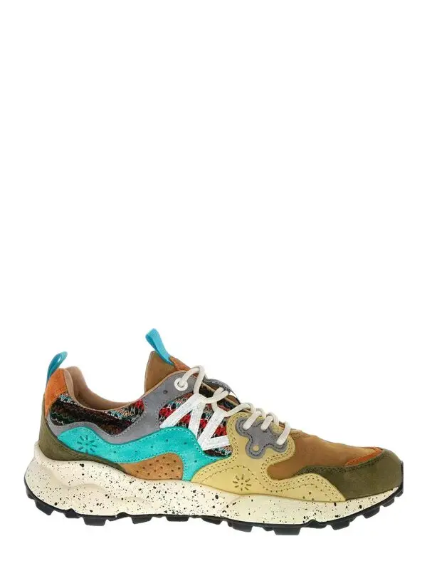 FLOWER MOUNTAIN Suede-panelled Patchwork Sneakers - Brown