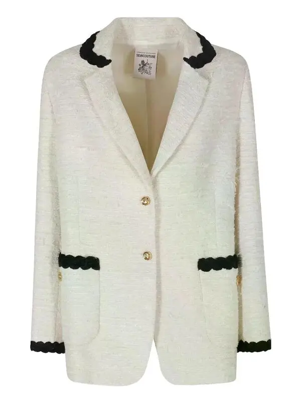 SEMICOUTURE Giacca Olivia Braided-trim Tweed Jacket - Neutrals