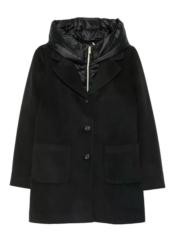 EMME Emmcuore Hooded Single-breasted Coat - Black