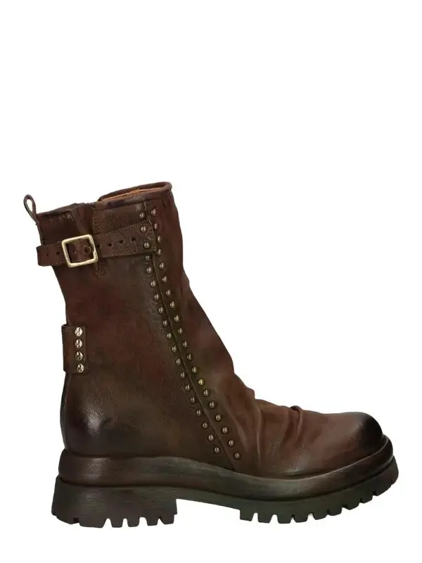 A.S.98 Stud-embellished Buckled Boots - Brown