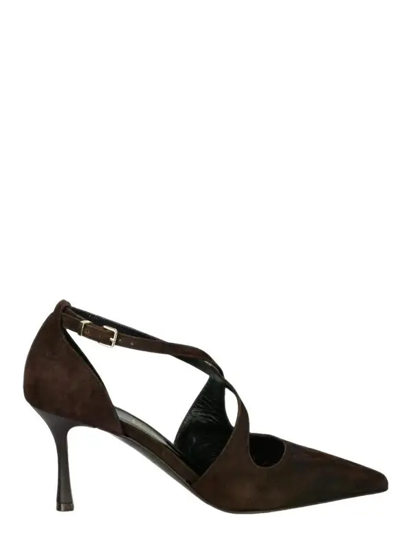 ALBANO Crossover-strap Pointed-toe Pumps - Brown