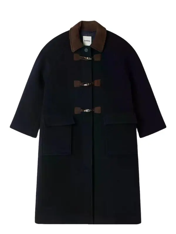 Sandro Toggle-fastening Shirt-collar Wool Coat - Blue