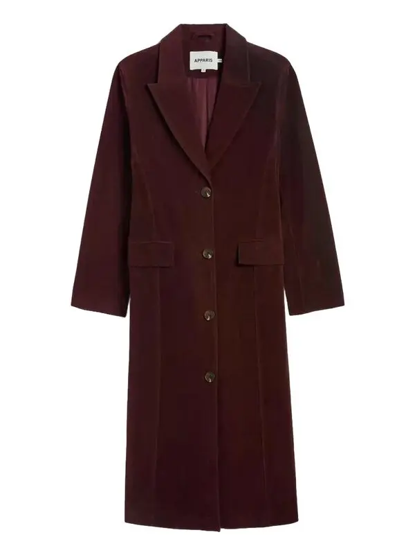 Apparis Lauren Faux-suede Button-up Single-breasted Coat - Red