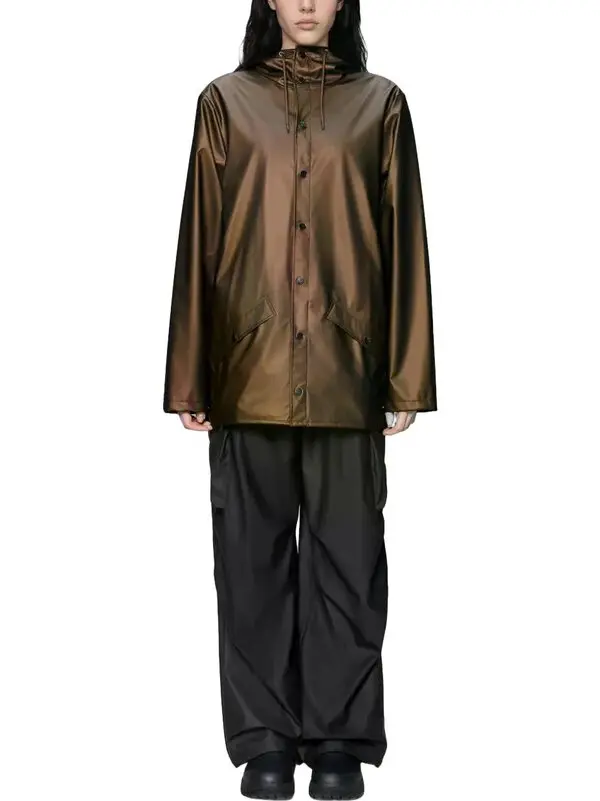 Rains Hooded Snap-fastening Jacket - Brown