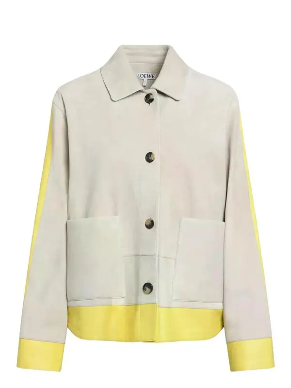 Loewe Turn-up Jacket In Suede Lambskin - Grey