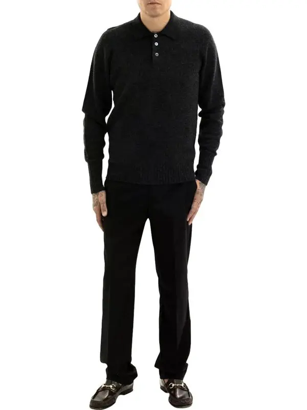 DRUMOHR Button-fastening Polo-collar Sweater - Grey