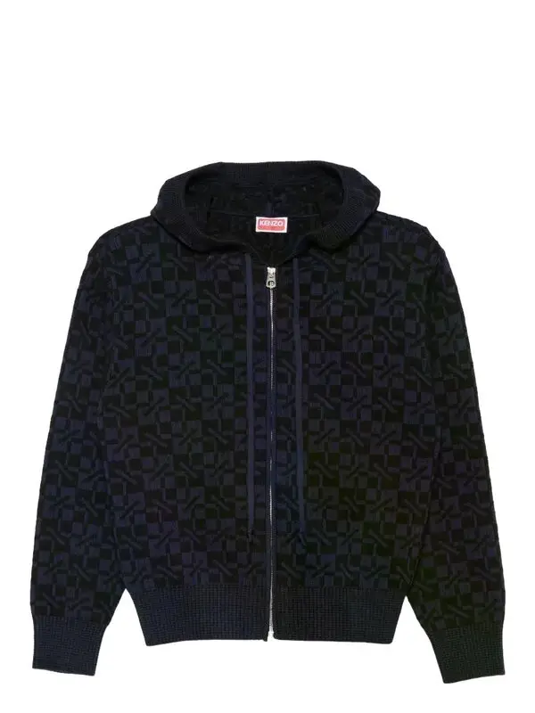 Kenzo Zip-up Hooded Cardigan - Blue