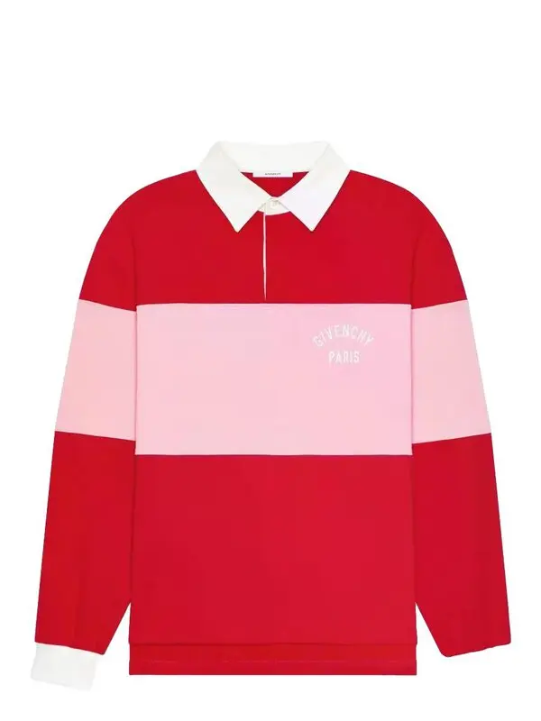 Givenchy Bicolor Polo In Cotton With Paris Embroidery - Red