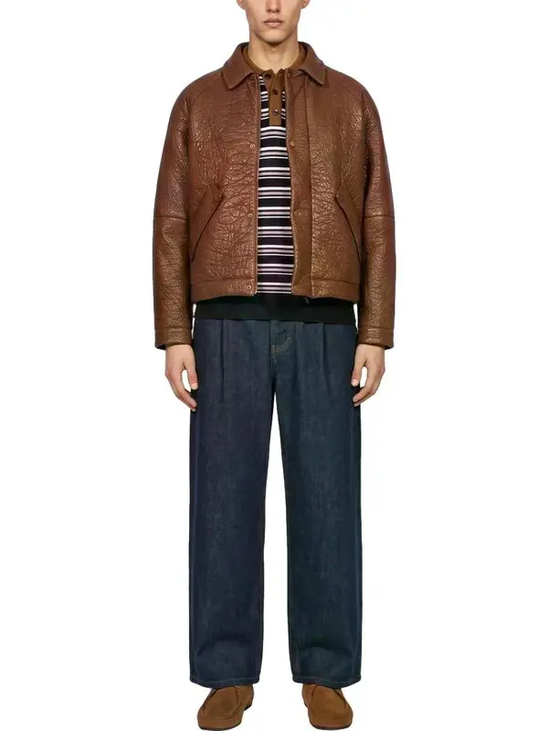 SALVATORE SANTORO Crinkled Leather Jacket - Brown