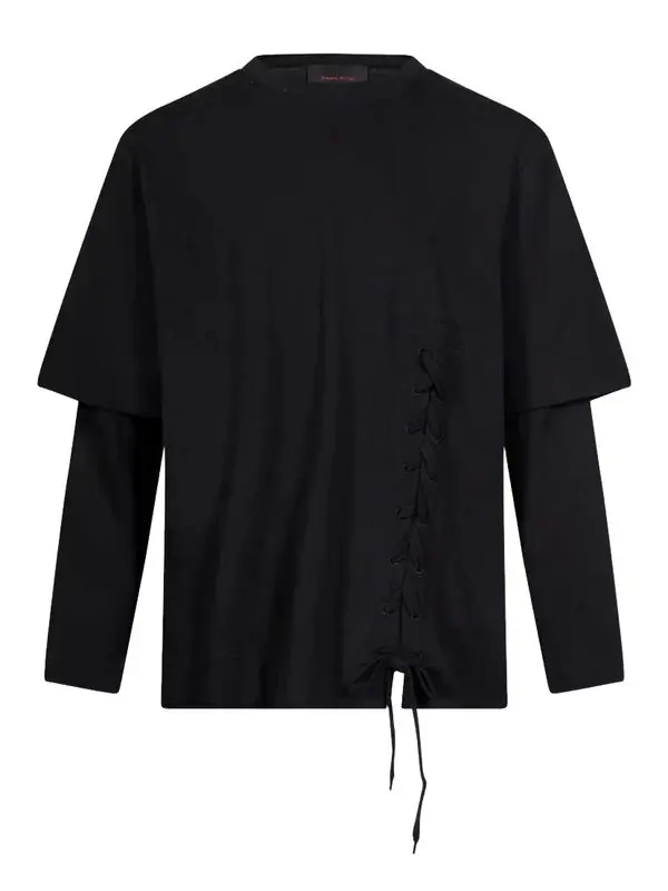 Simone Rocha Lace-up Layered T-shirt - Black