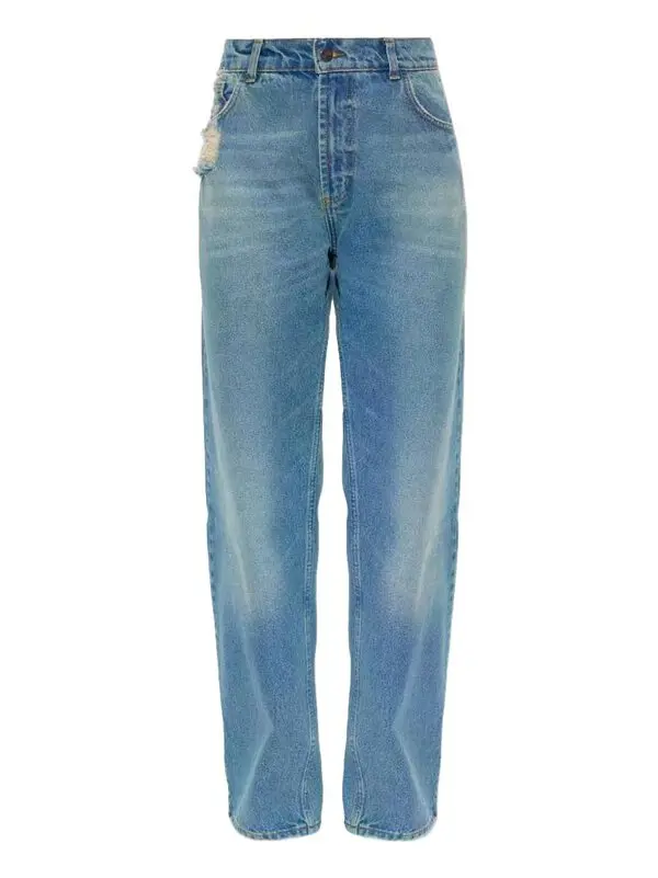 THE MANNEI Distressed Straight-leg Jeans - Blue
