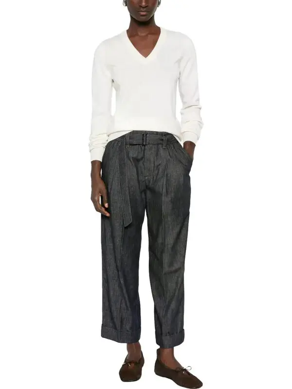 Brunello Cucinelli V-neck Long-sleeve Sweater - Neutrals