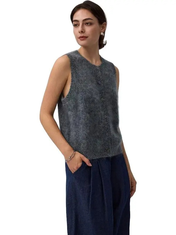 JUANA Brushed Wool-blend Vest - Forest Multi