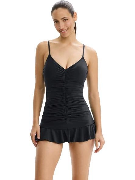 GOTTEX Tutti Frutti Shirred Swimdress - Black