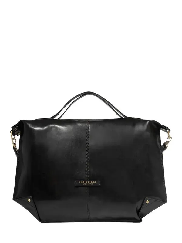 THE BRIDGE Logo-plaque Leather Tote Bag - Black