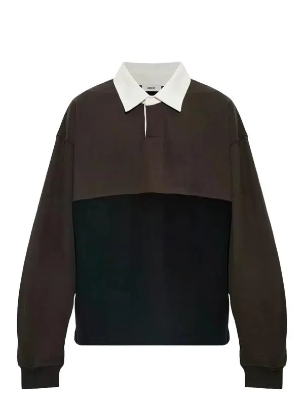 AGOLDE Blocked Rugby Colour-block Long-sleeve Polo Shirt - Brown
