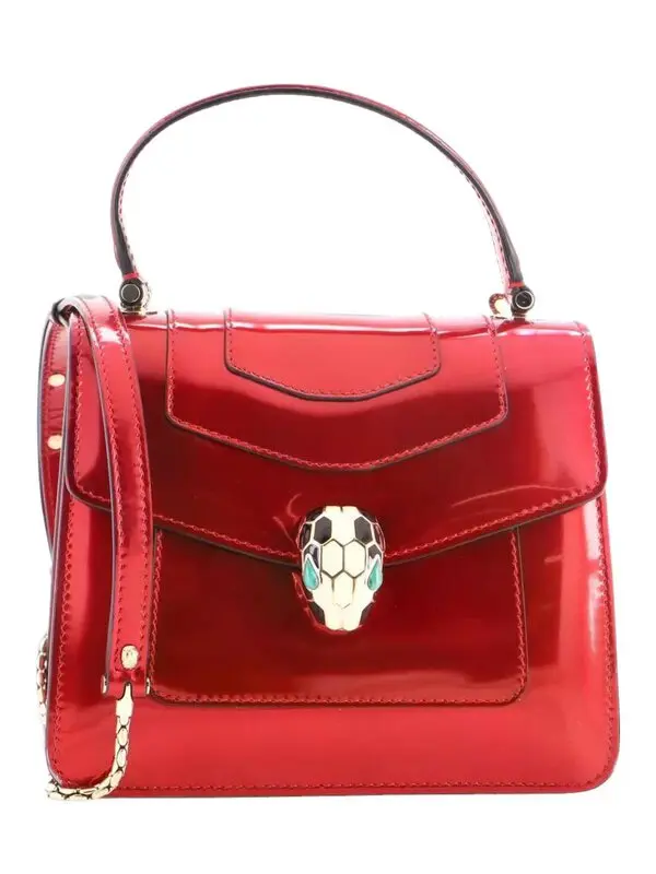 BVLGARI Serpenti Forever Top Handle Bag Patent Small Satchel - Metallic
