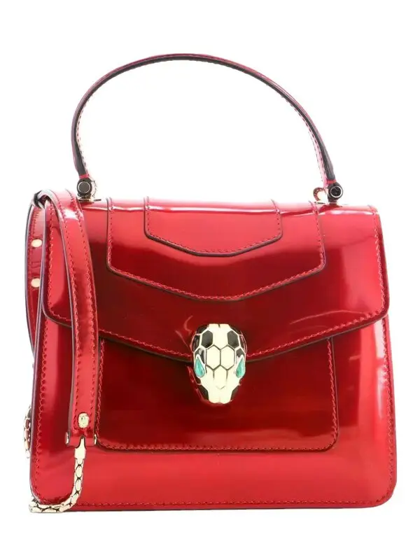 BVLGARI Serpenti Forever Top Handle Bag Patent Small Satchel - Metallic