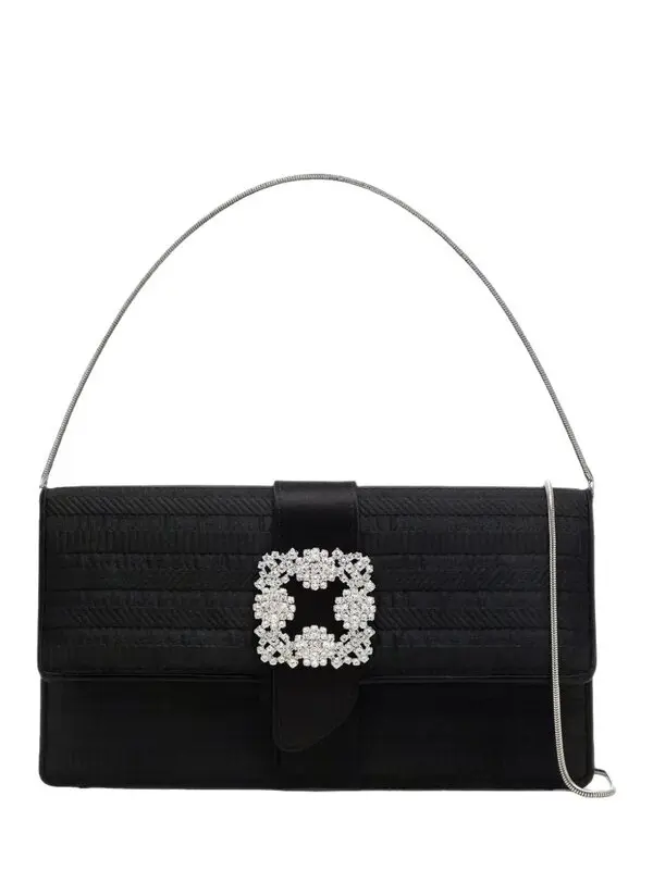 Manolo Blahnik Capri Crystal-buckle Clutch Bag - Black
