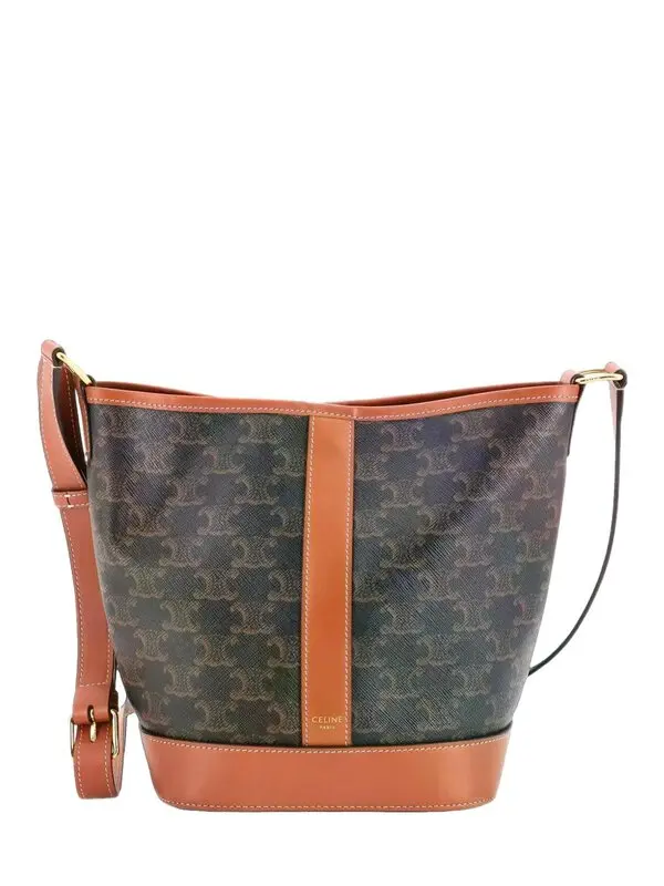 Celine Triomphe Coated Canvas Small Bucket Bag - Brown