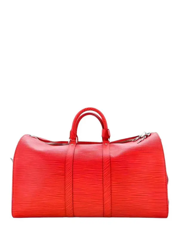 LOUIS VUITTON Keepall Bandouliere Bag Logo Embossed Xl Epi Leather 50 Travel Bag - Red