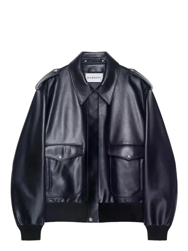 Givenchy Pilot Jacket In Leather - Blue