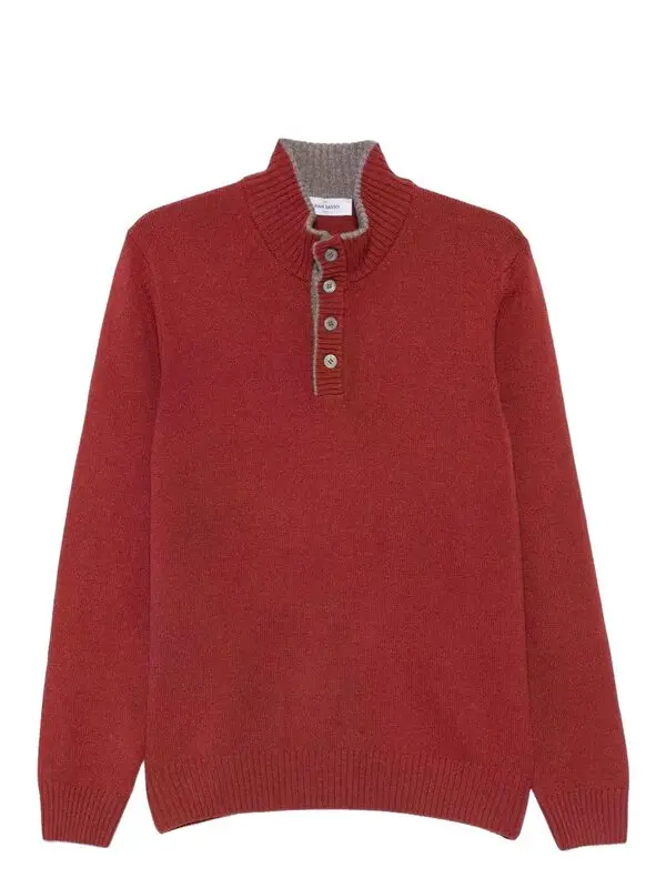 GRAN SASSO Button-placket Ribbed-trim Polo Shirt - Red