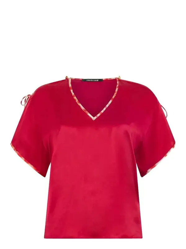 Roberto Cavalli Tie-detail Silk Top - Red