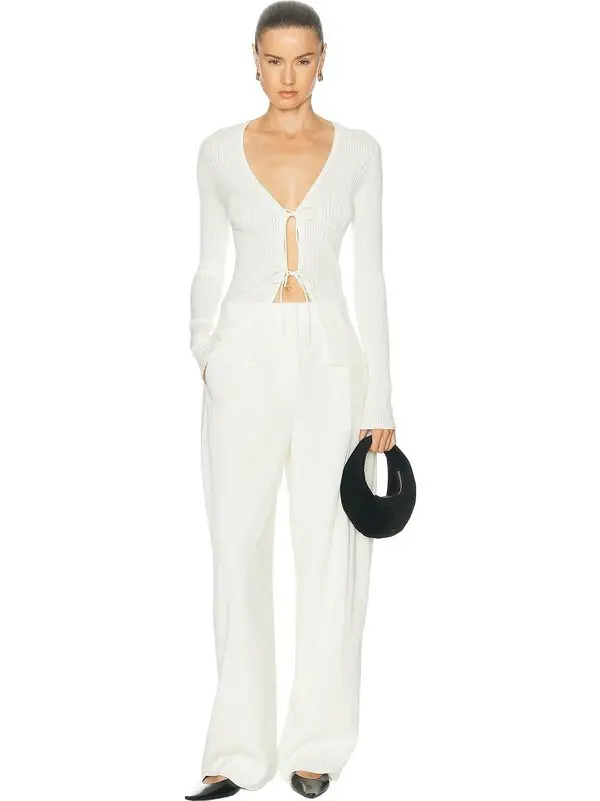 Kiki De Montparnasse Rib Knit Long Sleeve Cardigan - Ecru