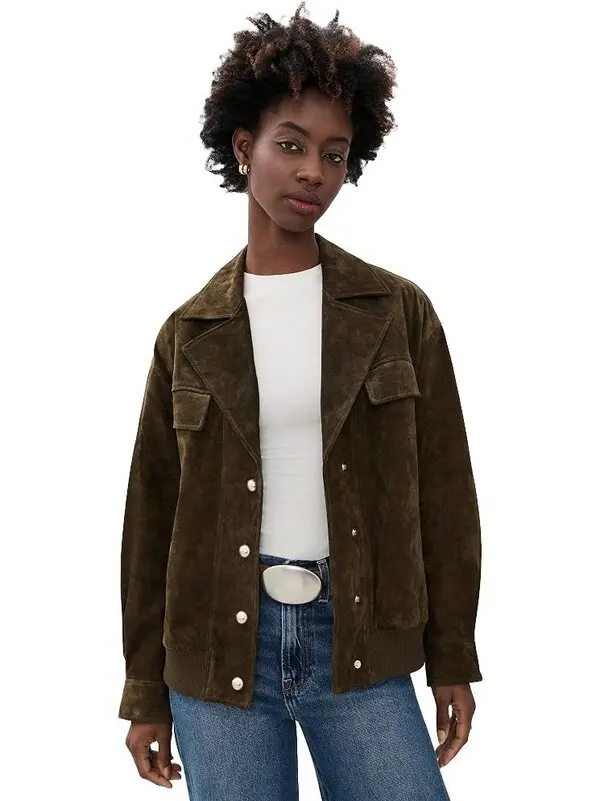 LAMARQUE Aleda Suede Jacket - Olive