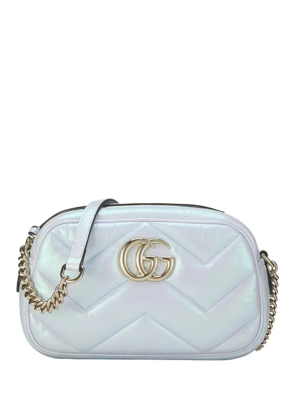 Gucci Iridescent Leather Gg Marmont Crossbody - Green