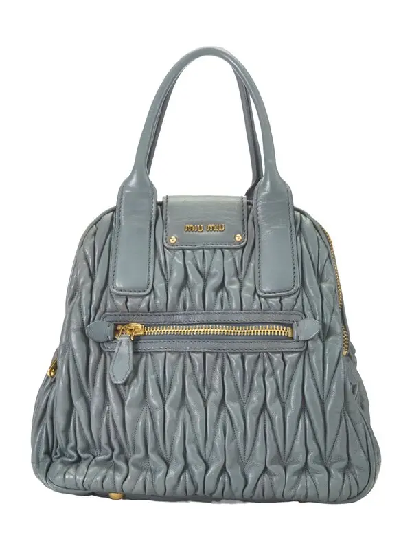 Miu Miu Nappa Gaufre Double Zip Convertible Handbag - Blue