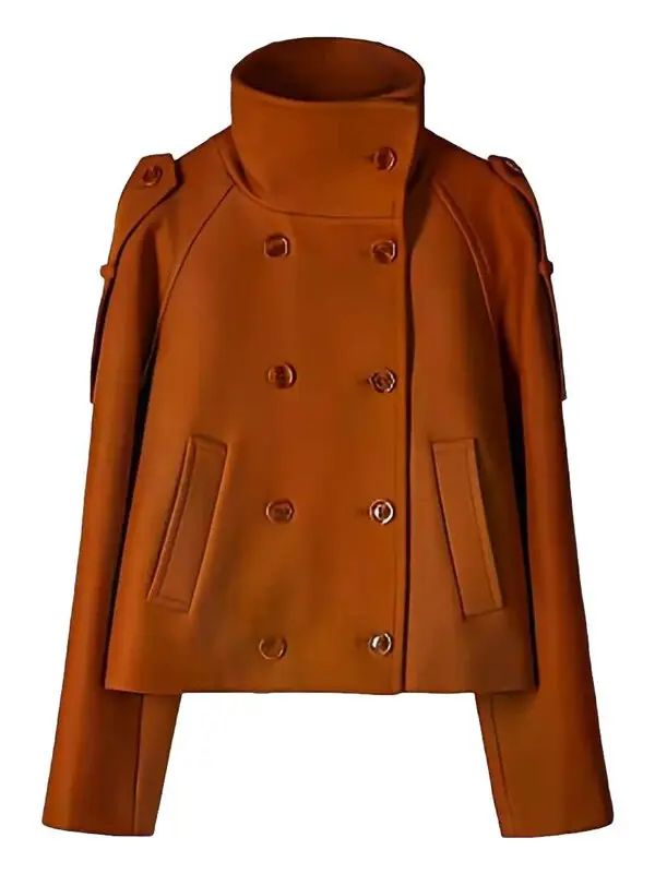 Patrizia Pepe Double-breasted Epaulette Jacket - Brown