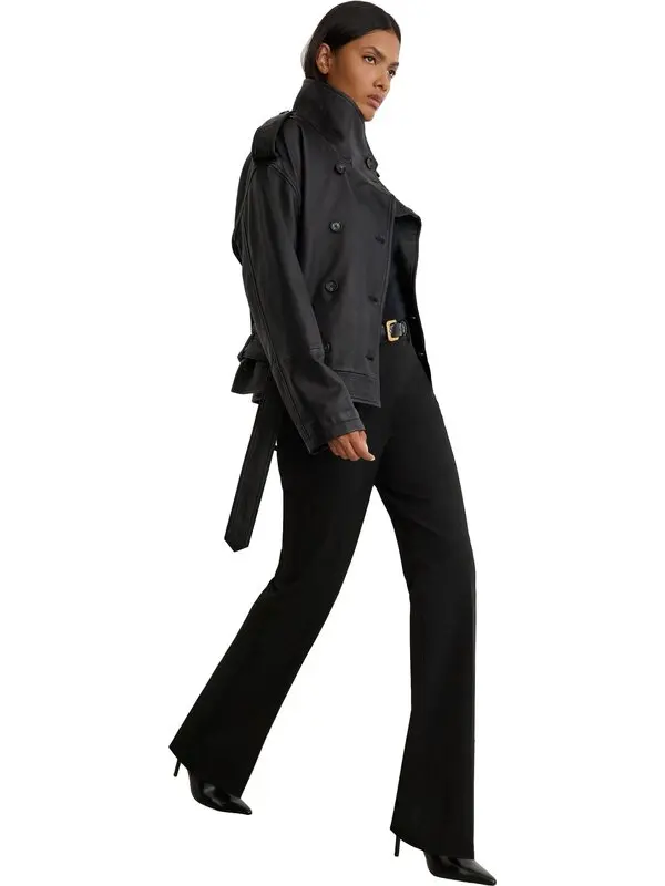 REISS Merisse Petite Flared Mid-rise Tailored Trousers - Black