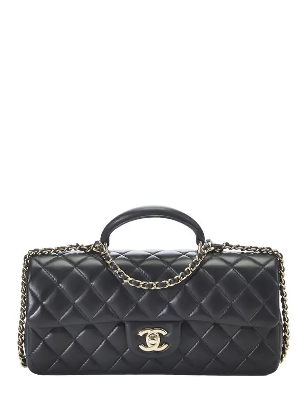 Chanel Lambskin Top Handle Flap Bag - Black