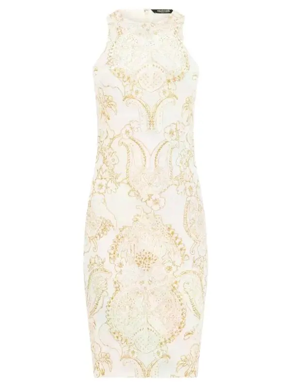Roberto Cavalli Paisley-print Sleeveless Mini Dress - Neutrals