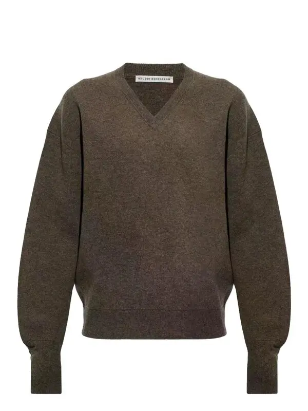 Studio Nicholson Loch V-neck Sweater - Brown