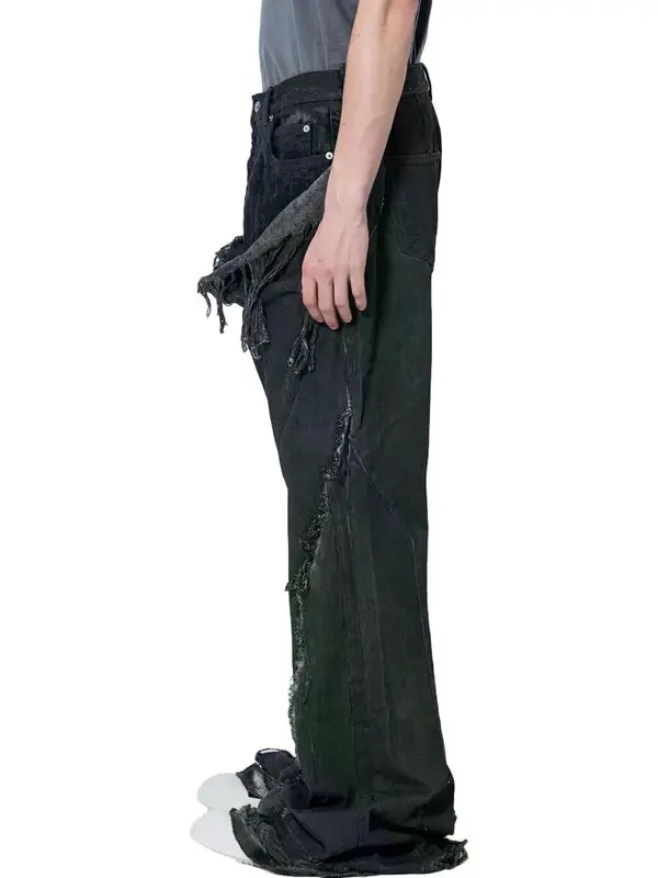 Rick Owens Distressed Frayed-edge Jeans - Black